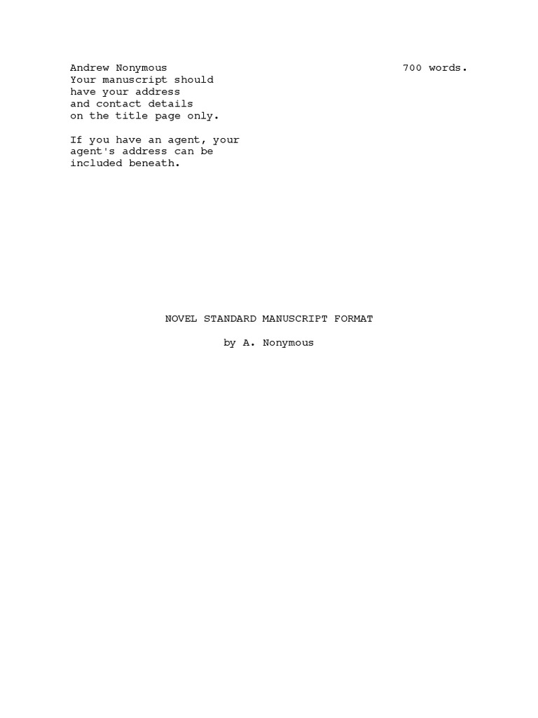 Standard Novel Manuscript Format: Guidelines for Formatting a Full ...