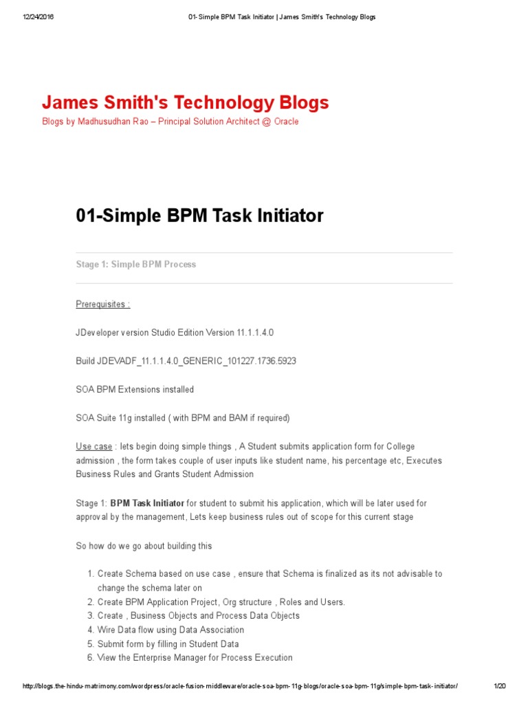 01-Simple BPM Task Initiator - James Smith's Technology Blogs | PDF ...