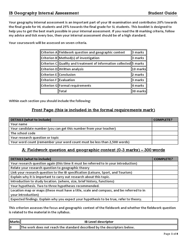 Student Guide For Geo IA | PDF | Field Research | Hypothesis