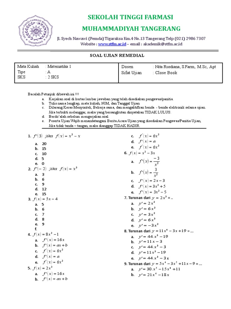 Soal Kalkulus Diferensial | PDF