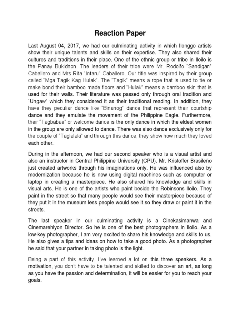 Reaction Paper | PDF