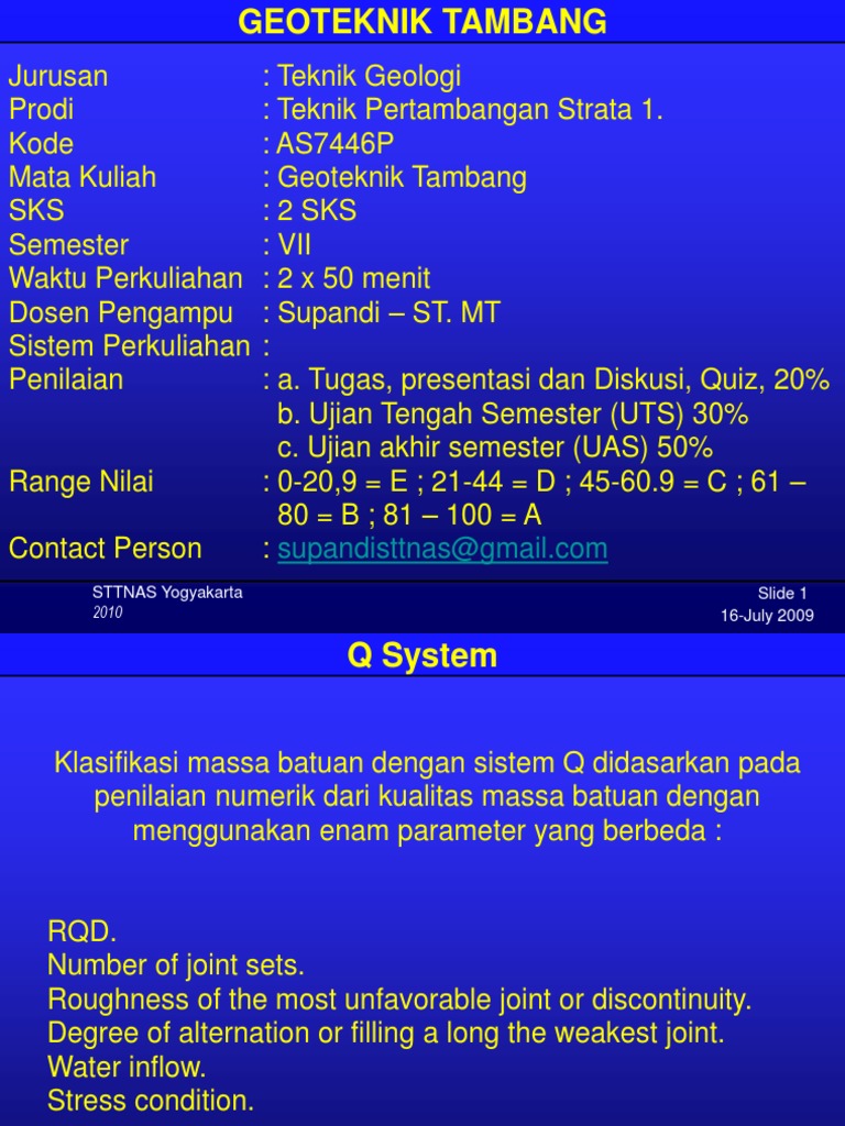 Klasifikasi Q-System dalam Geoteknik Tambang | PDF
