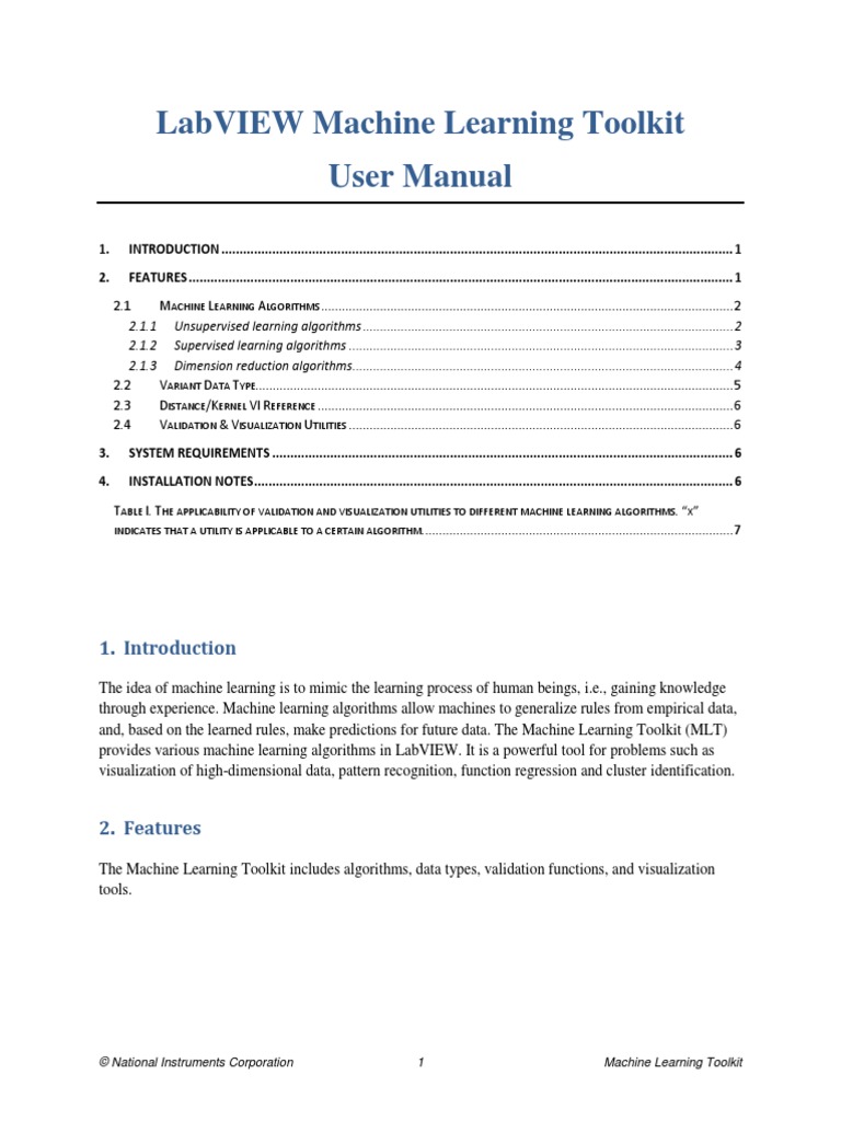 Machine Learning Toolkit User Manual | PDF | Machine Learning | Cluster Analysis
