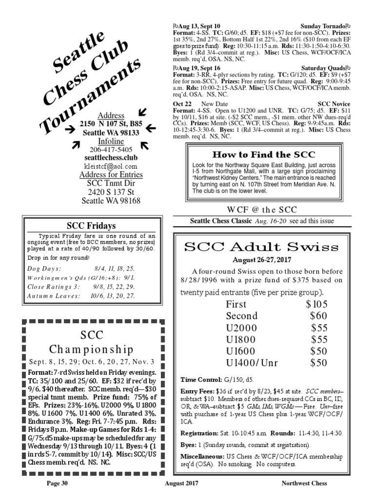 Seattle Chess Club Tournaments: SCC Championship | PDF | Traditional ...