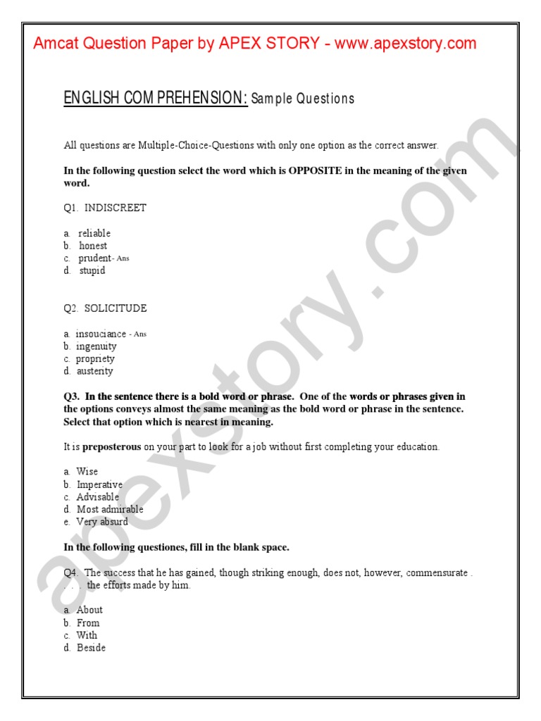AMCAT Test Question Papers PDF | PDF