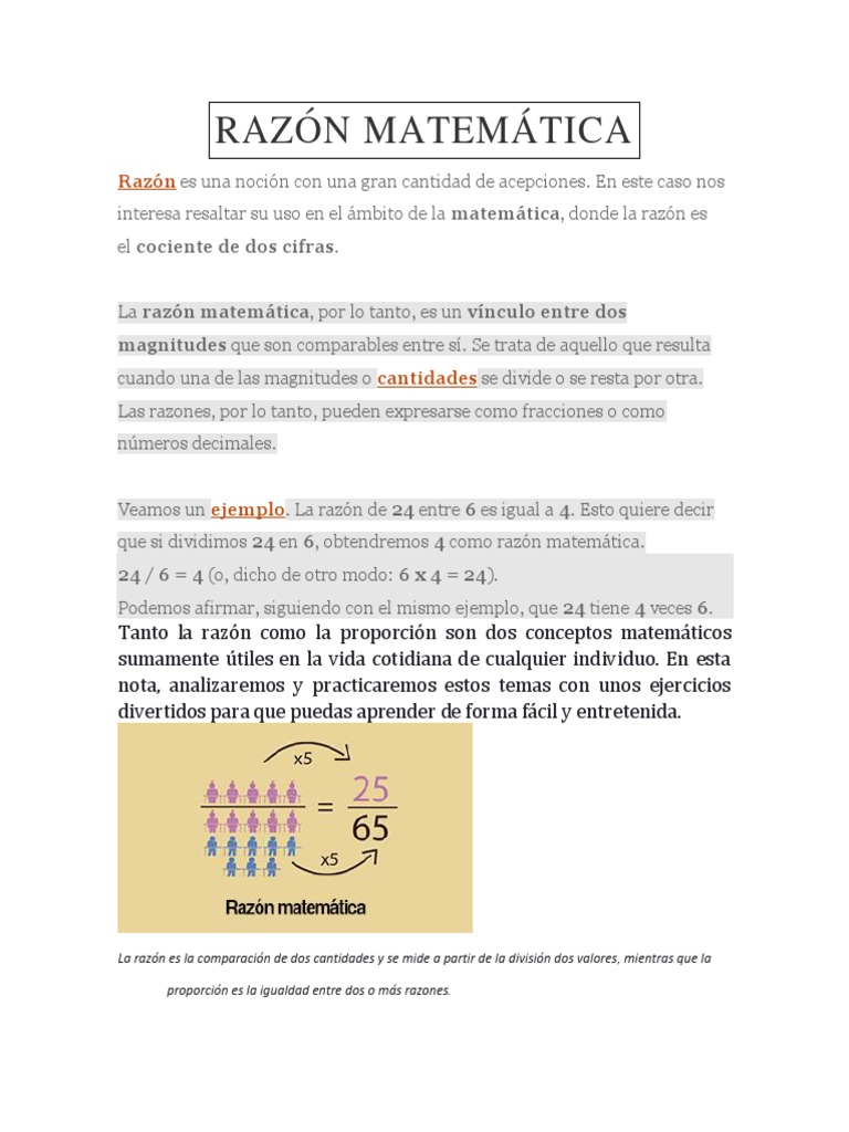 Razón y Proporción Matemática | PDF | Proporción | Enseñanza de matemática
