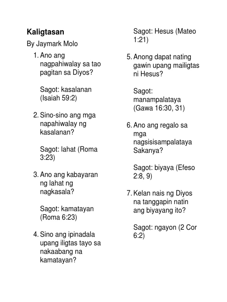 Tagalog Bible Study: Kaligtasan WORD | PDF
