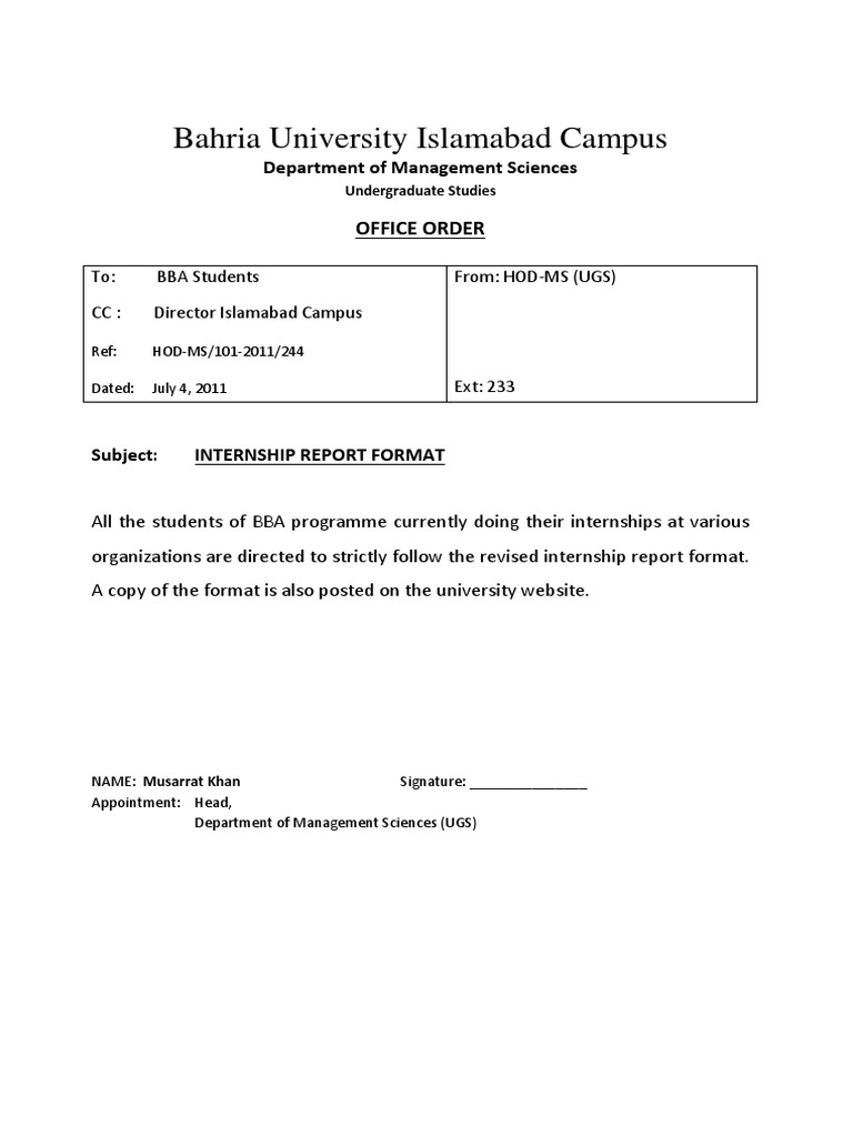 BBA Internship Report Guide | PDF | Business