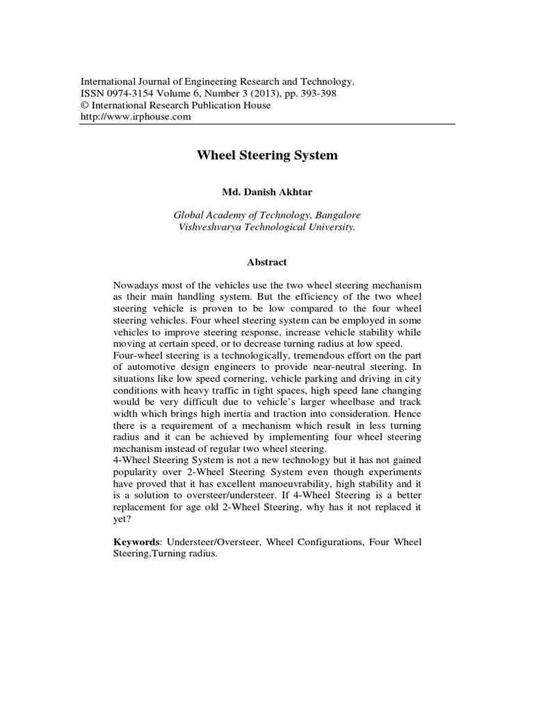 Wheel Steering System PDF | PDF | Steering | Four Wheel Drive