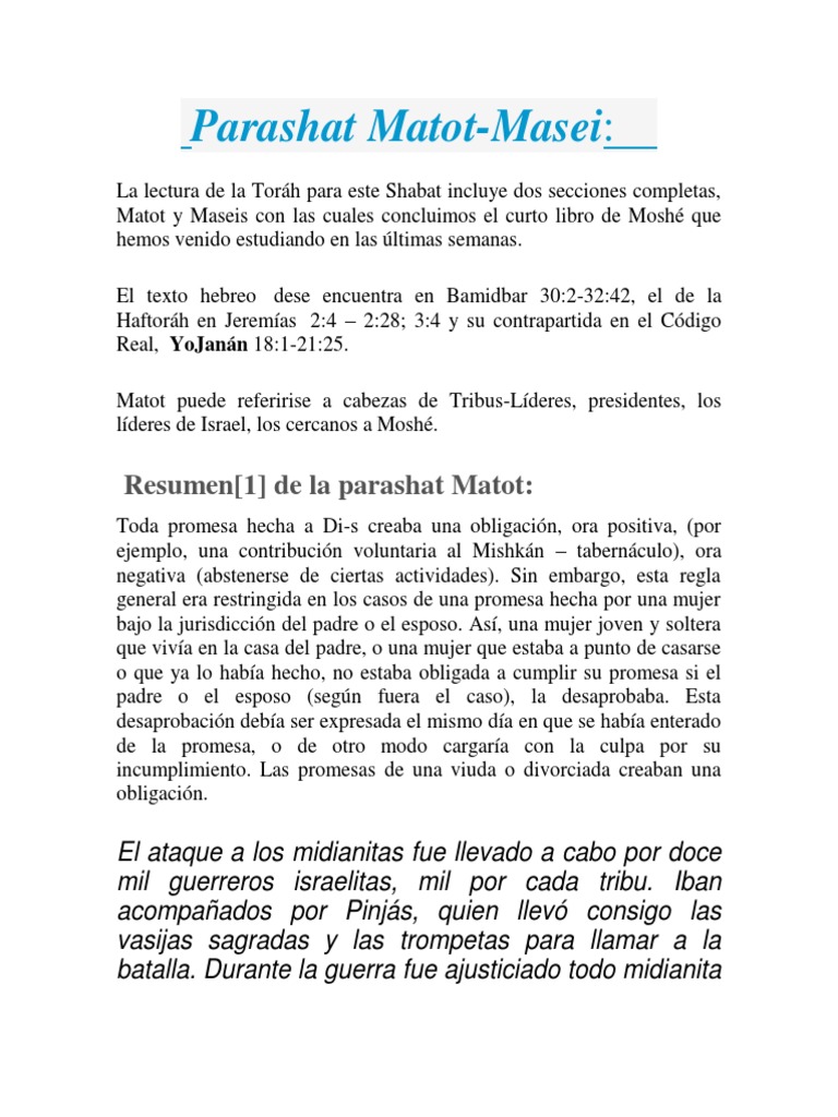 Parashat Matot-Masei | PDF | Asesinato | Israel