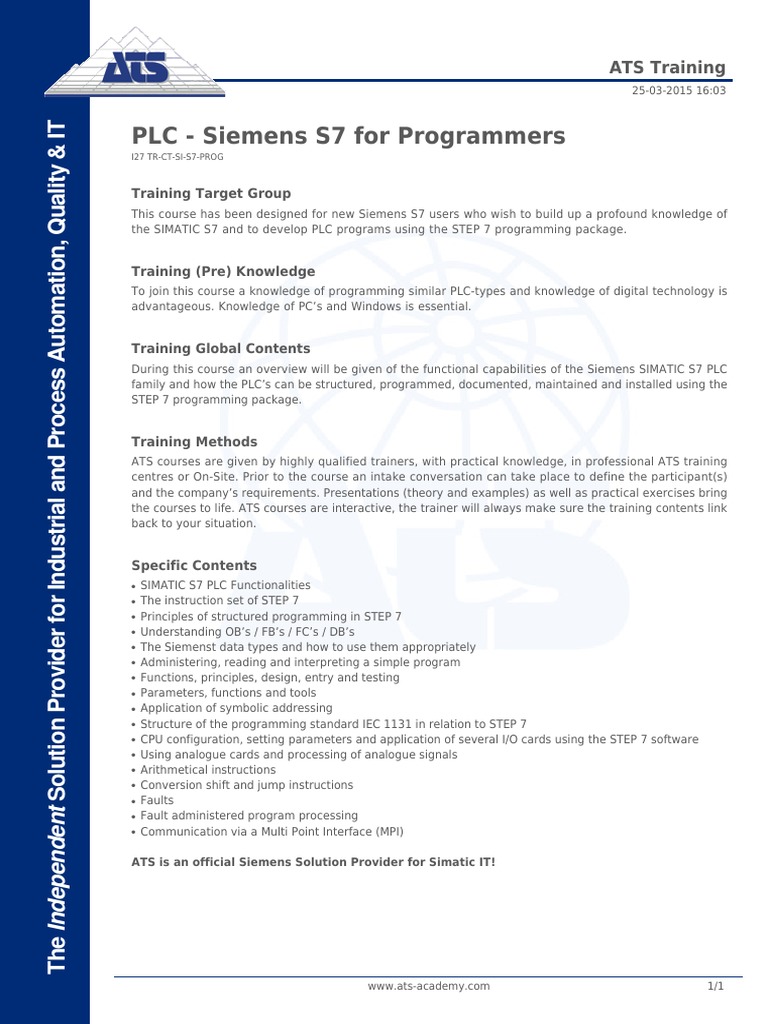 PLC - Siemens S7 For Programmers | PDF | Programmer | Computer Programming