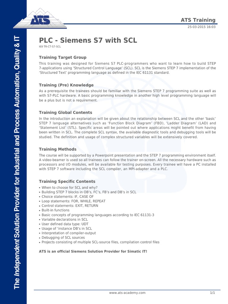 PLC - Siemens S7 With SCL | PDF | Compiler | Computer Programming