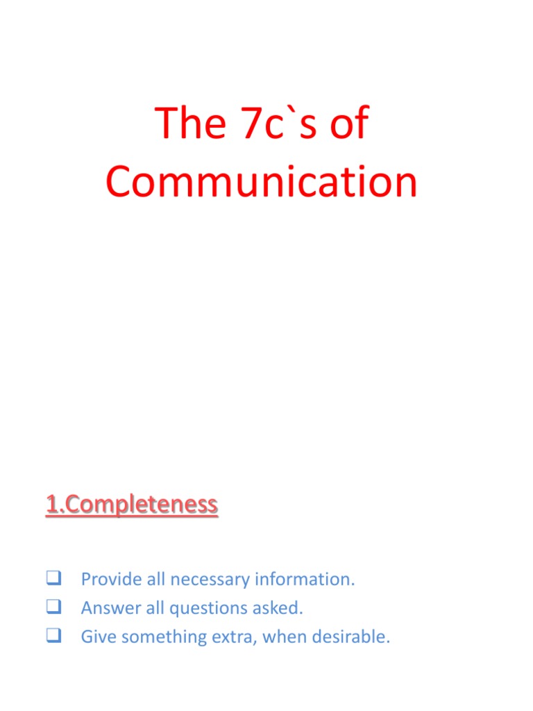 7c's of Effective Communication & 7 Positive Principles | PDF ...