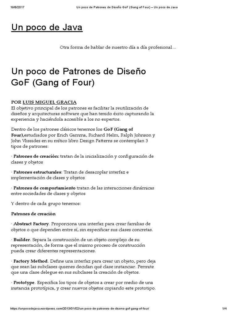 Un Poco de Patrones de Diseño GoF (Gang of Four) - Un Poco de Java PDF ...