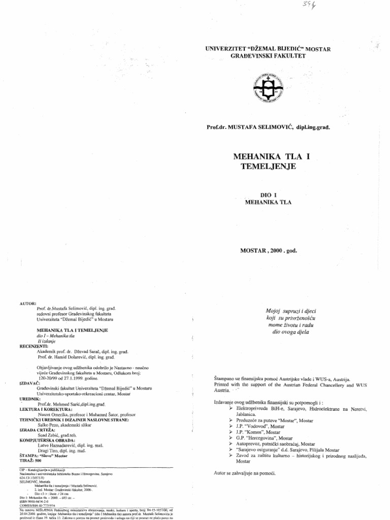 Mehanika Tla I Temeljenje 1 Dio Mehanika Tla PDF | PDF