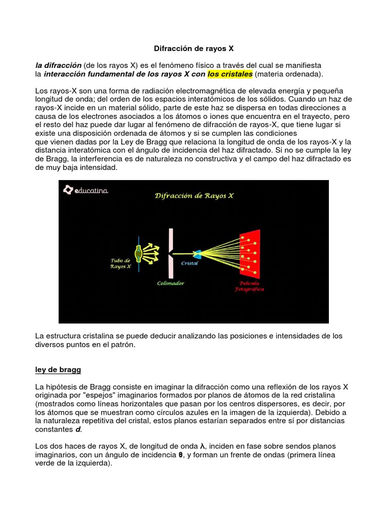Difracción de Rayos X | PDF | Cristalografía de rayos X | Rayo X
