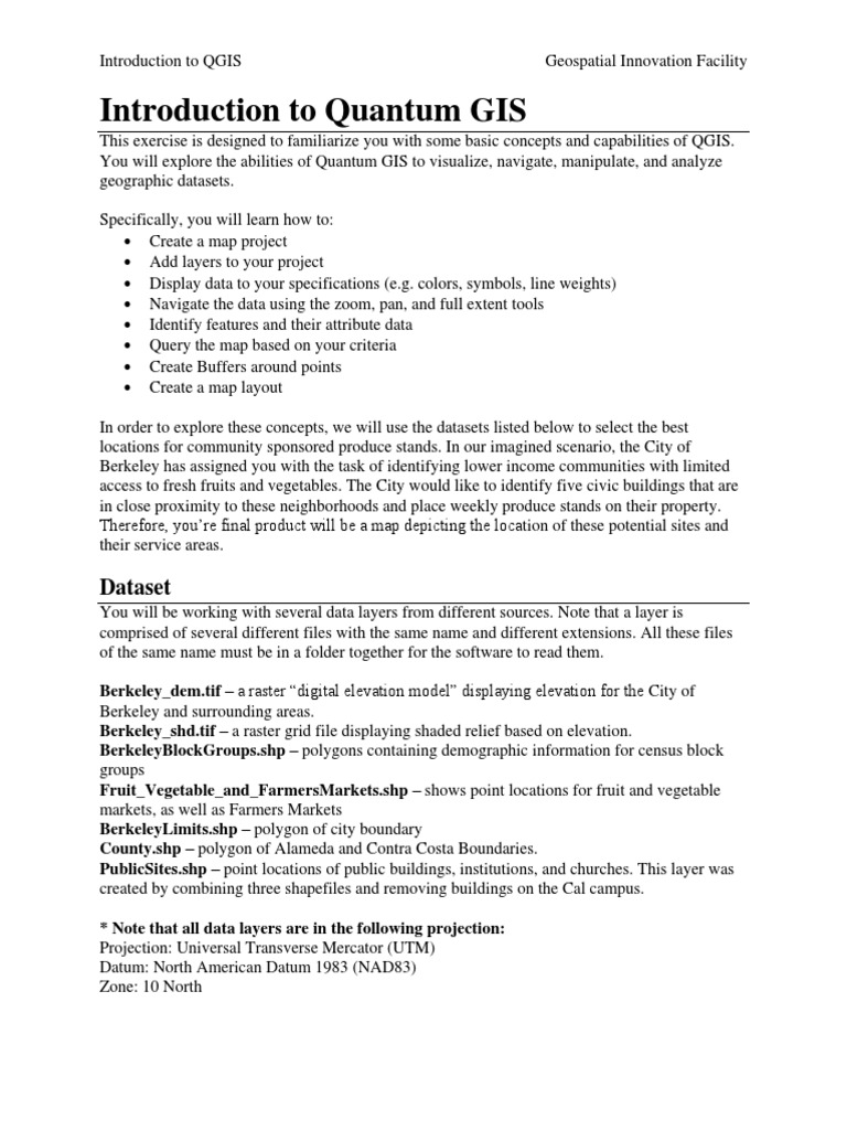 Introduction To Quantum GIS: Dataset | PDF | Geographic Information System | Geographic Data And ...