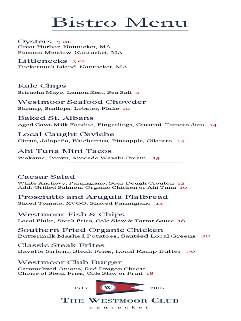 Bistro Bar Menu | PDF | Wellness | Science & Mathematics