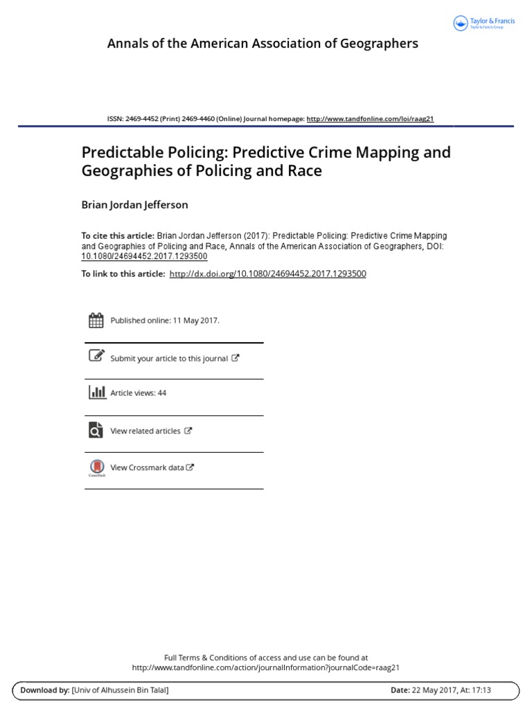 Predictable Policing-Predictive Crime Mapping and Geographies of ...