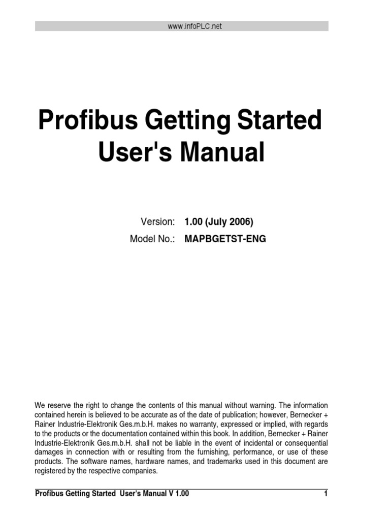 Profibus Getting Started User's Manual: Model No. | PDF | Directory (Computing) | Computer File