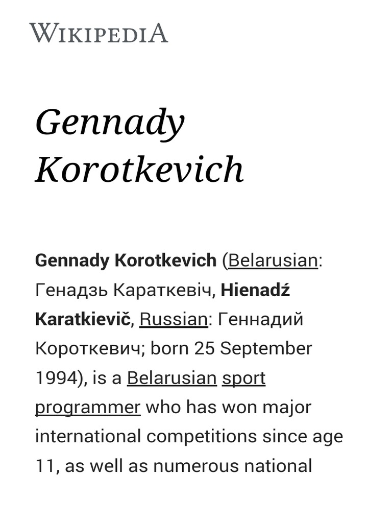 Gennady Korotkevich Wikipedia Download Free Pdf Computer Science