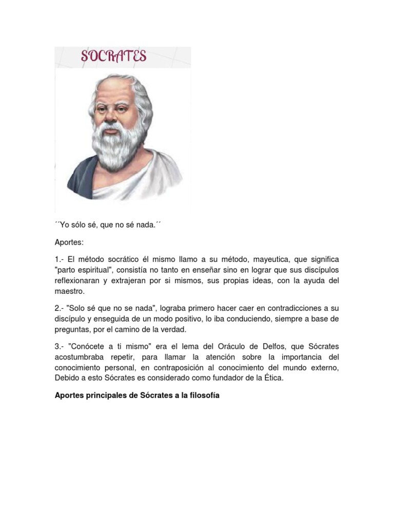 Aportes de Socrates | PDF | Sócrates | Conocimiento