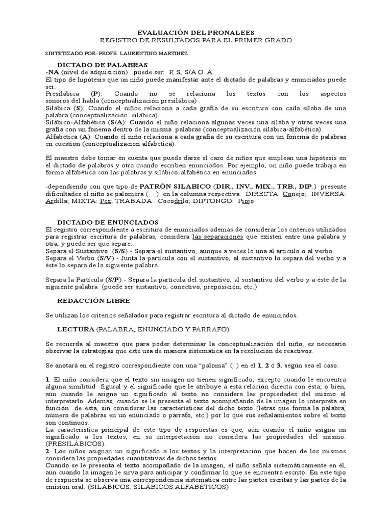 Pronalees Dictado Areo Y Nales Concretito Pdf Palabra Lectura
