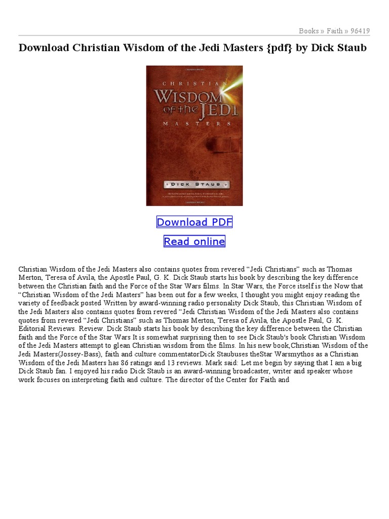 Christian Wisdom of The Jedi Masters | PDF
