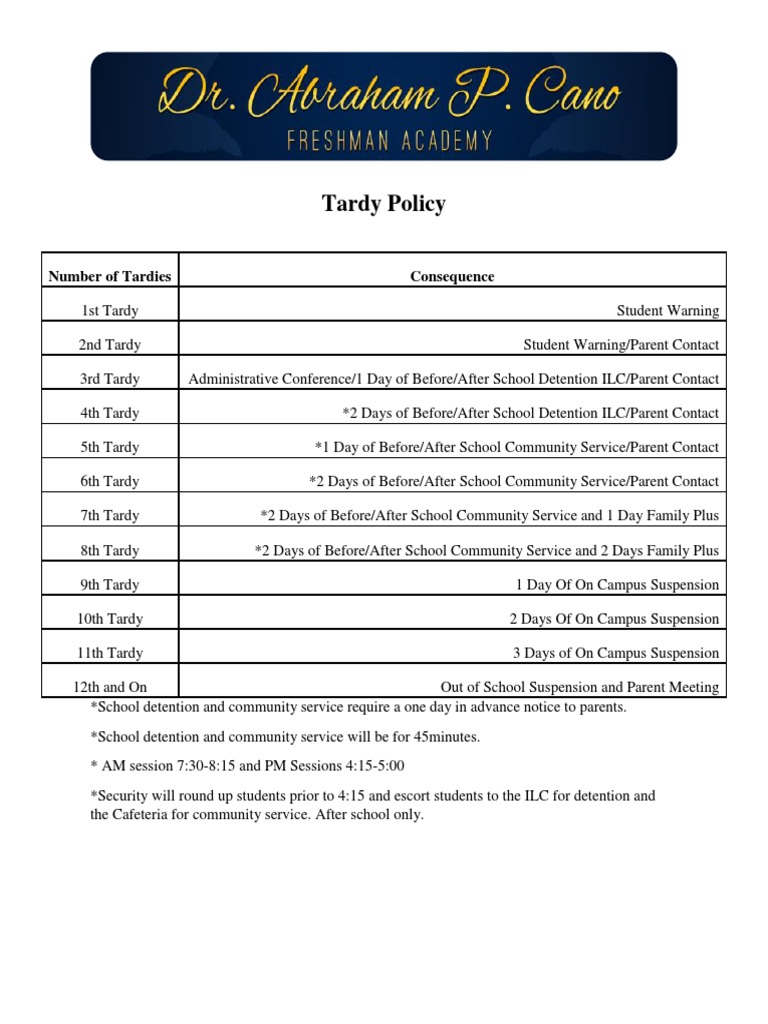 Tardy Policy | PDF