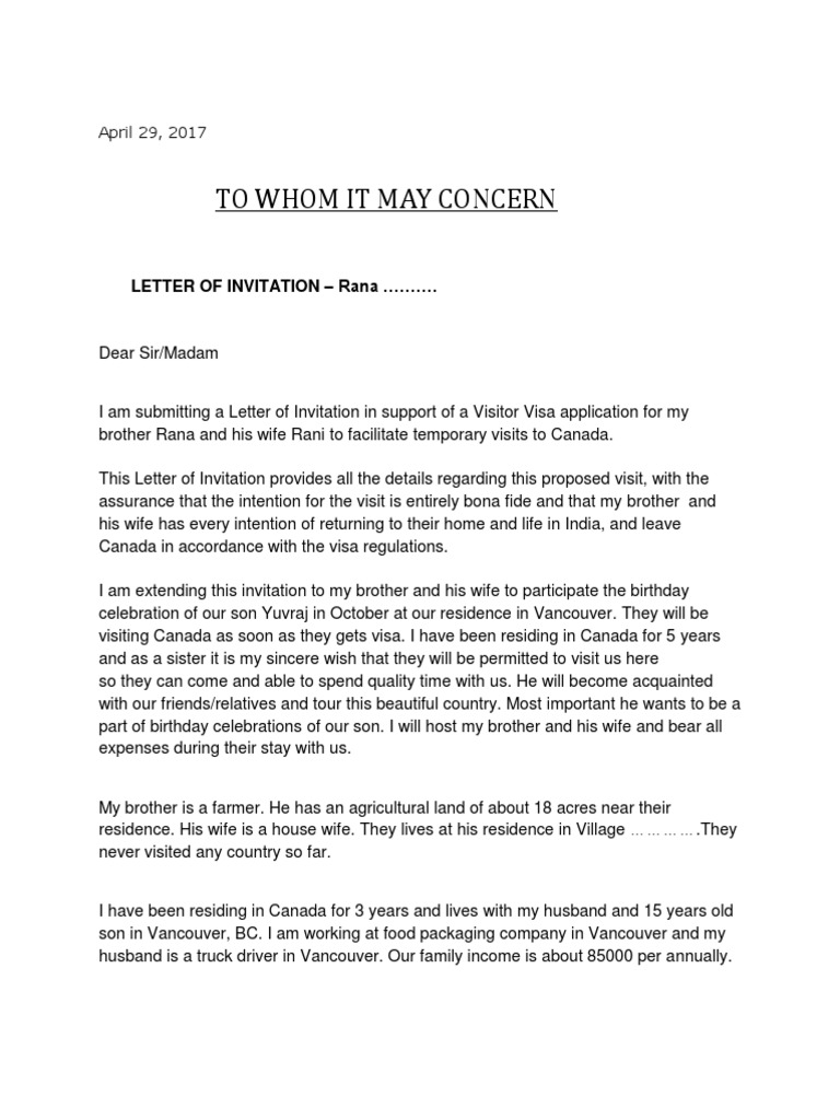 Invitation Letter Rana | PDF