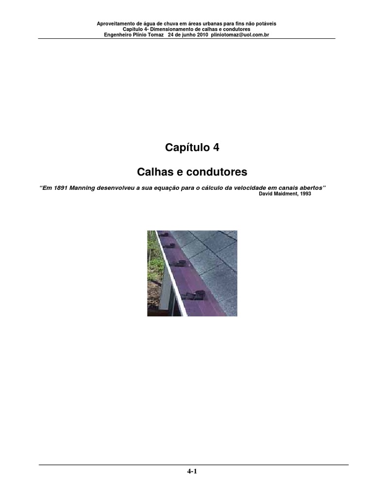 Dimensionamento de Calhas e Condutores | PDF