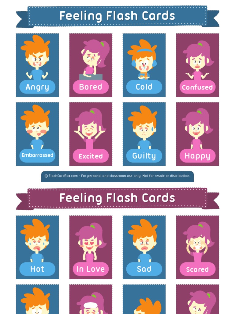 Feeling Flash Cards 2x3