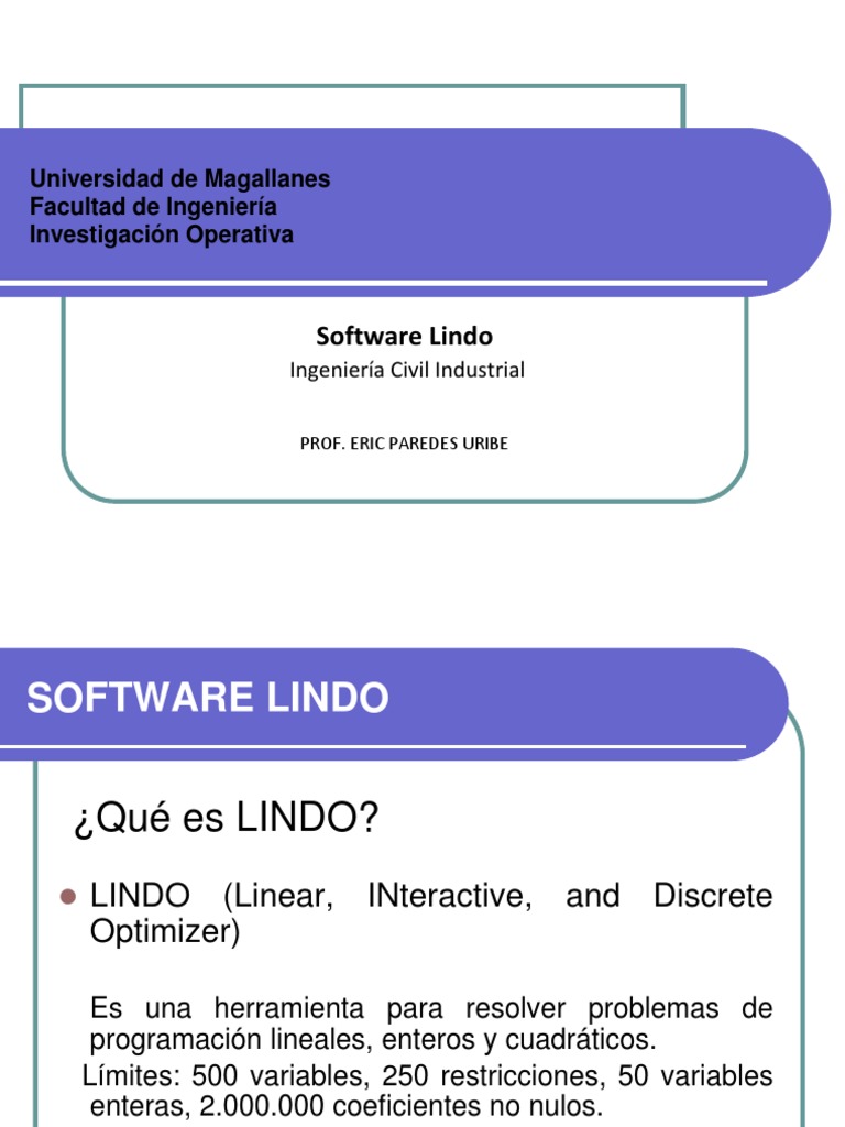 Presentación Software LINDO 6.1 | PDF | Desigualdad (Matemáticas ...