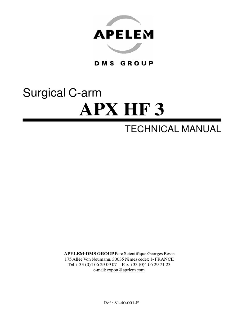 APX HF3 Technical Manual | PDF | Radiography | Vacuum Tube