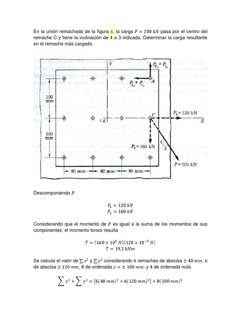 Carga resultante remache más cargado unión remachada | PDF | Física ...