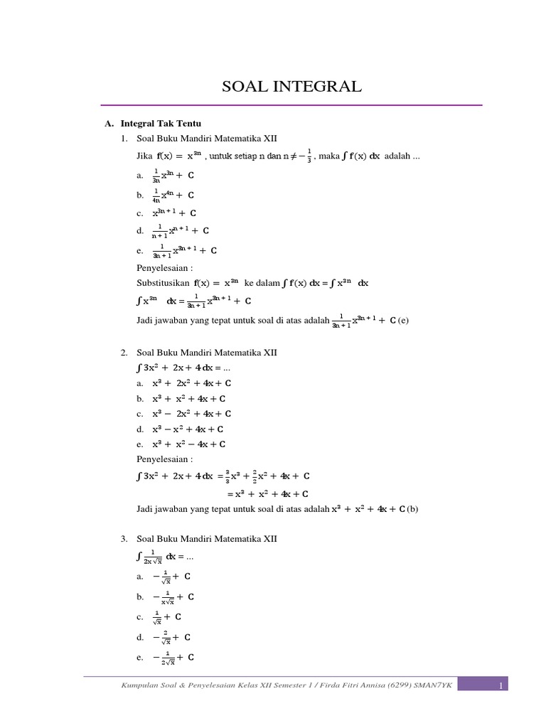 Kumpulan Soal Integral | PDF
