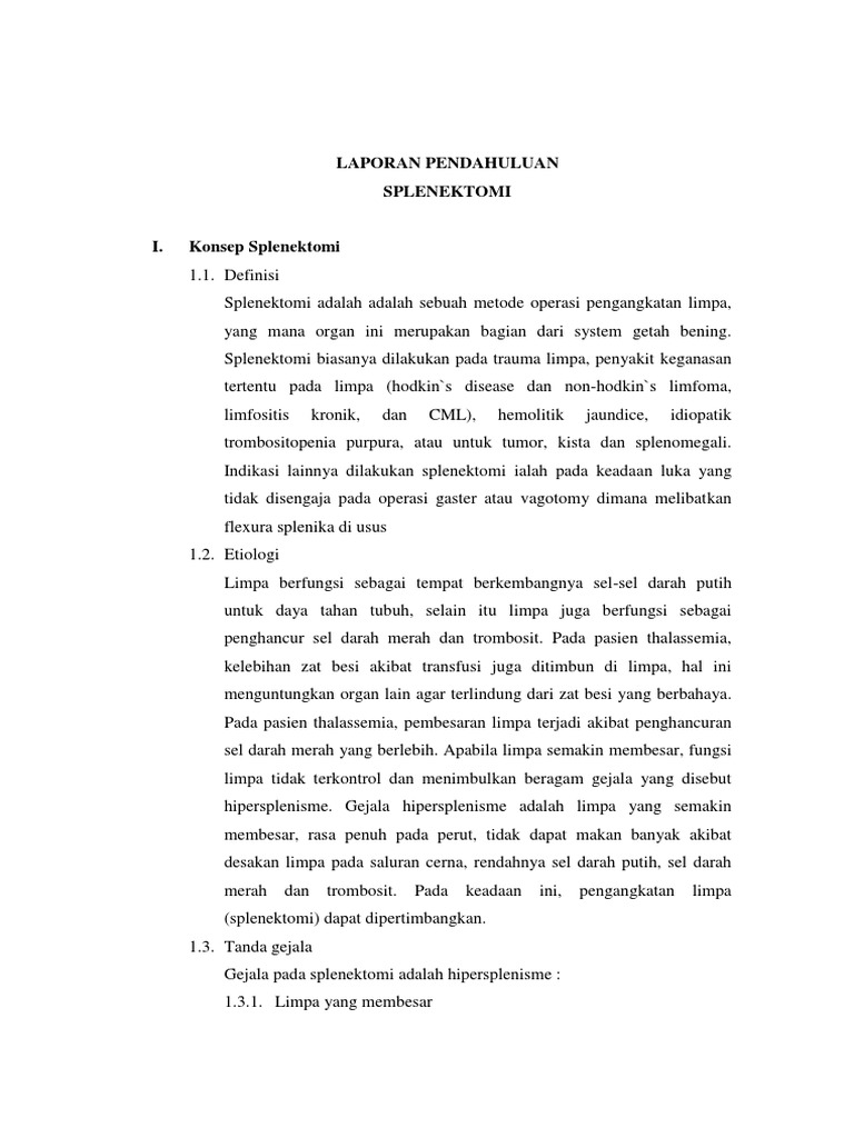 Prosedur dan Indikasi Splenektomi | PDF | Sains & Matematika