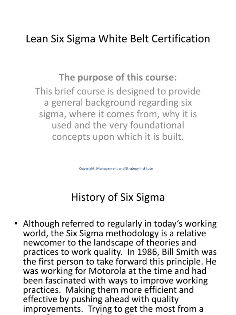 Six Sigma White Belt Material.pdf | Six Sigma | Business Process