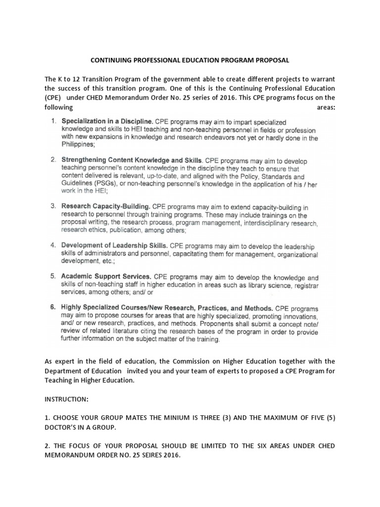 Continuing Professional Education Program Proposal | PDF | Program ...