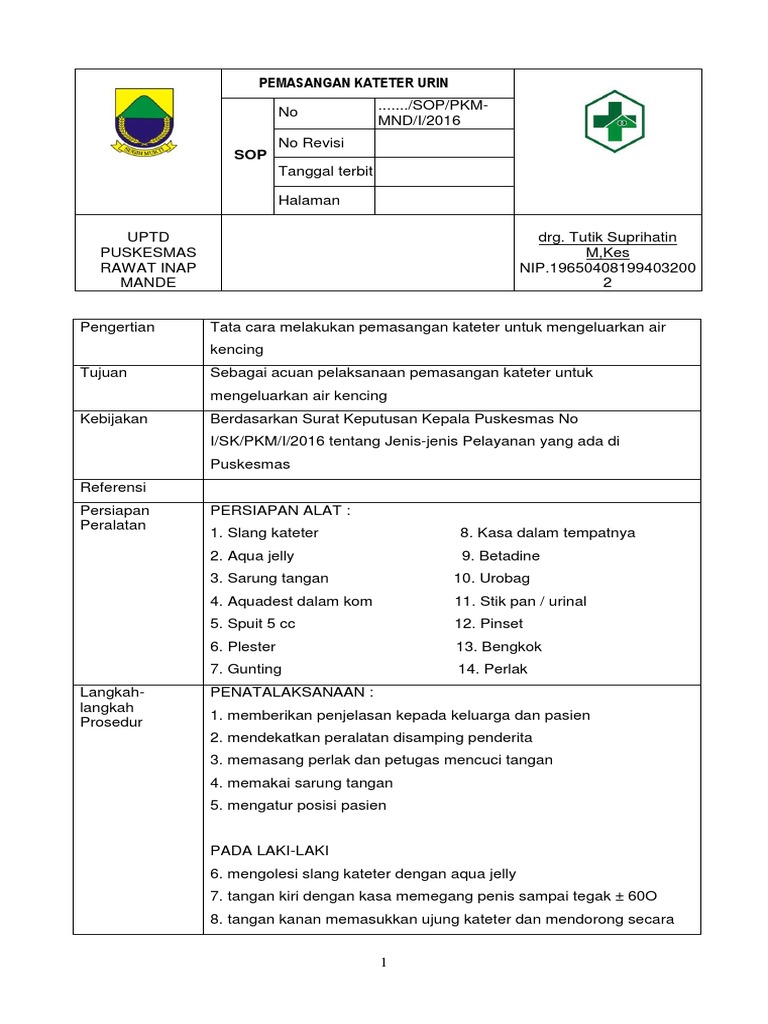 Sop Pemasangan Kateter | PDF