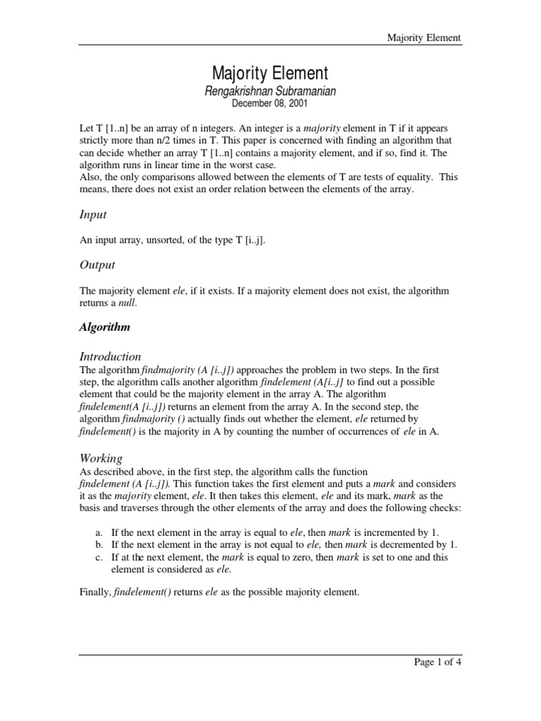 Majority Element | PDF | Control Flow | Time Complexity