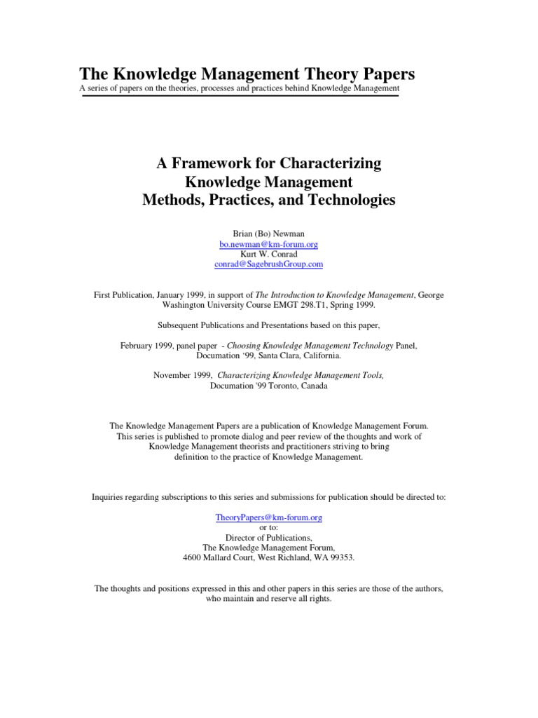 The Knowledge Management Theory Papers | PDF | Knowledge Management ...