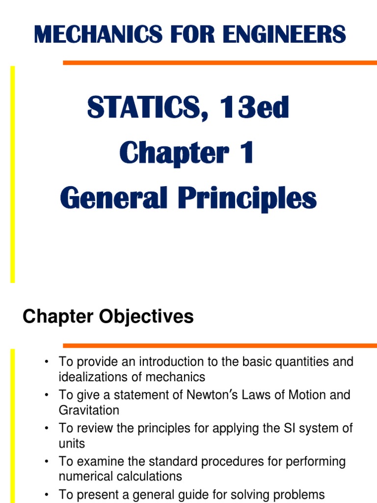 Mechanics For Engineers: STATICS, 13ed General Principles | PDF ...