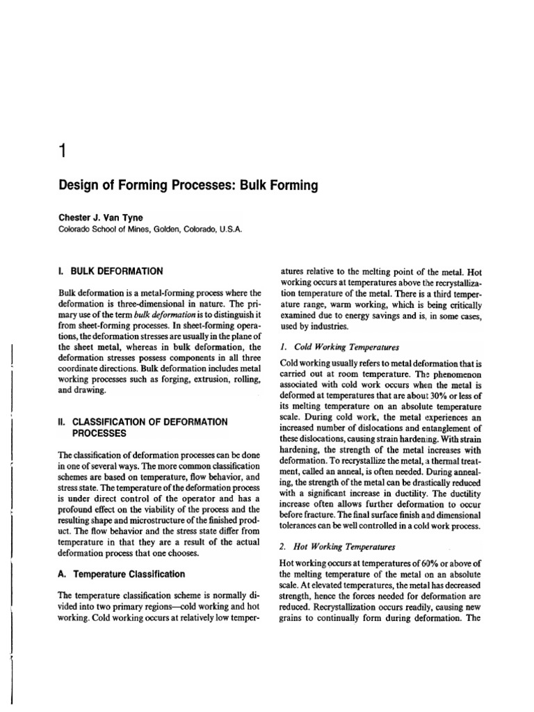 Design of Forming Processes Bulk Forming PDF | PDF | Forging | Rolling ...