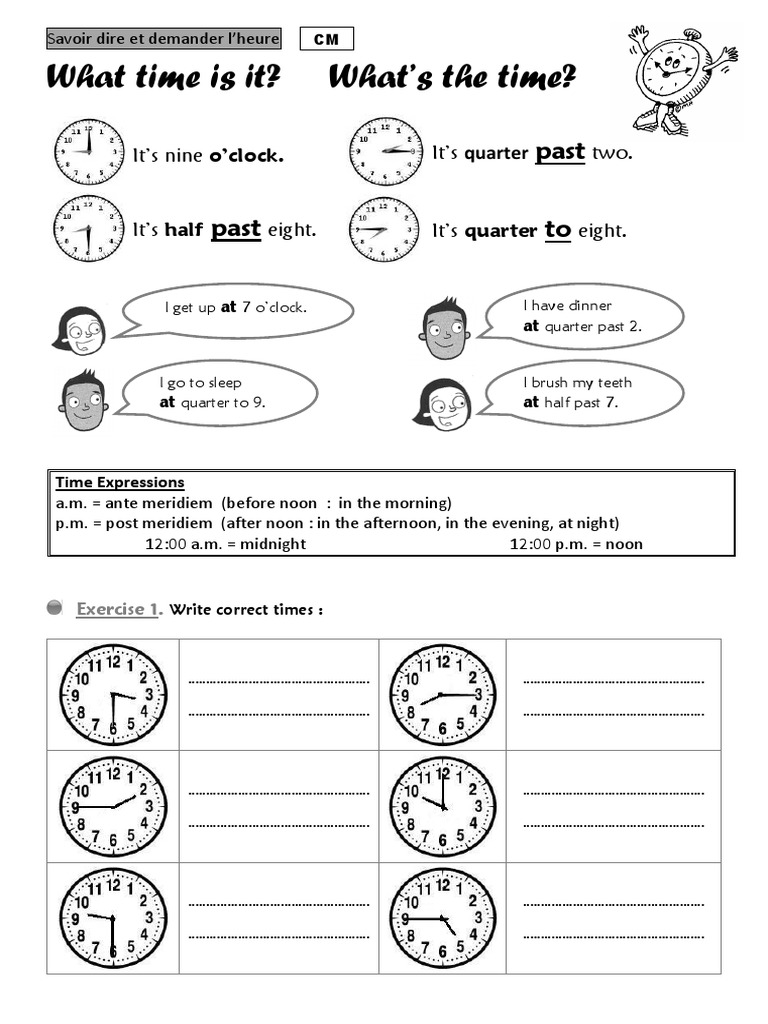 TELLING TIME Lesson and Exercises PDF | PDF