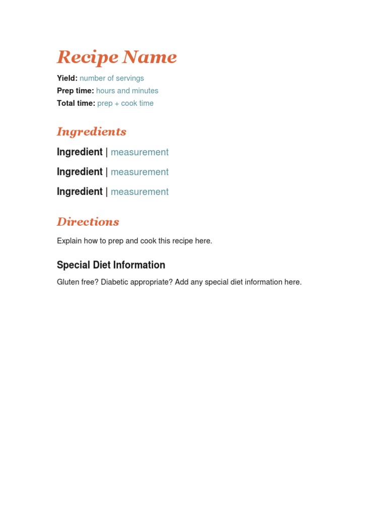 Recipe Name: Ingredients | PDF