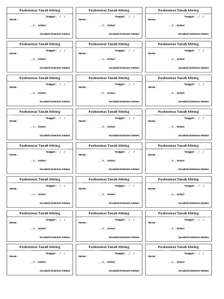 Format Etiket Obat Puskesmas | PDF