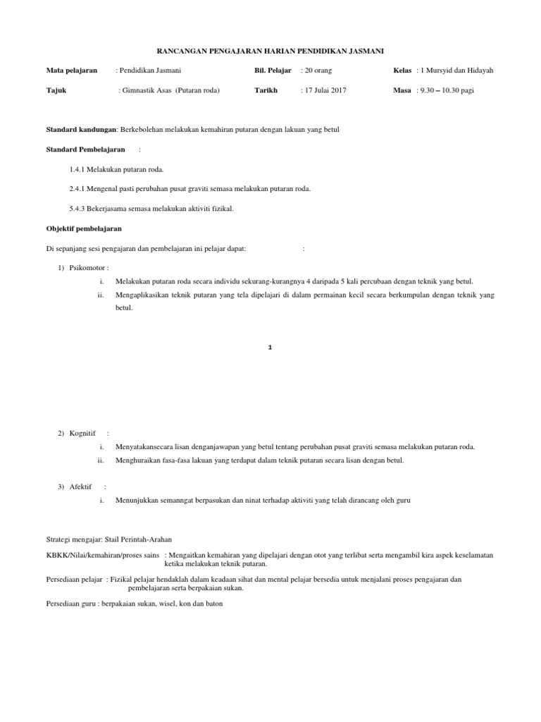 M3 RPH Gimnastik Asas Putaran Roda | PDF