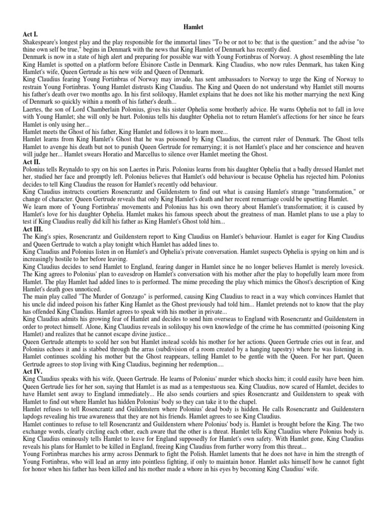 Hamlet Act I | PDF | Hamlet | Plays Based On European Myths And Legends