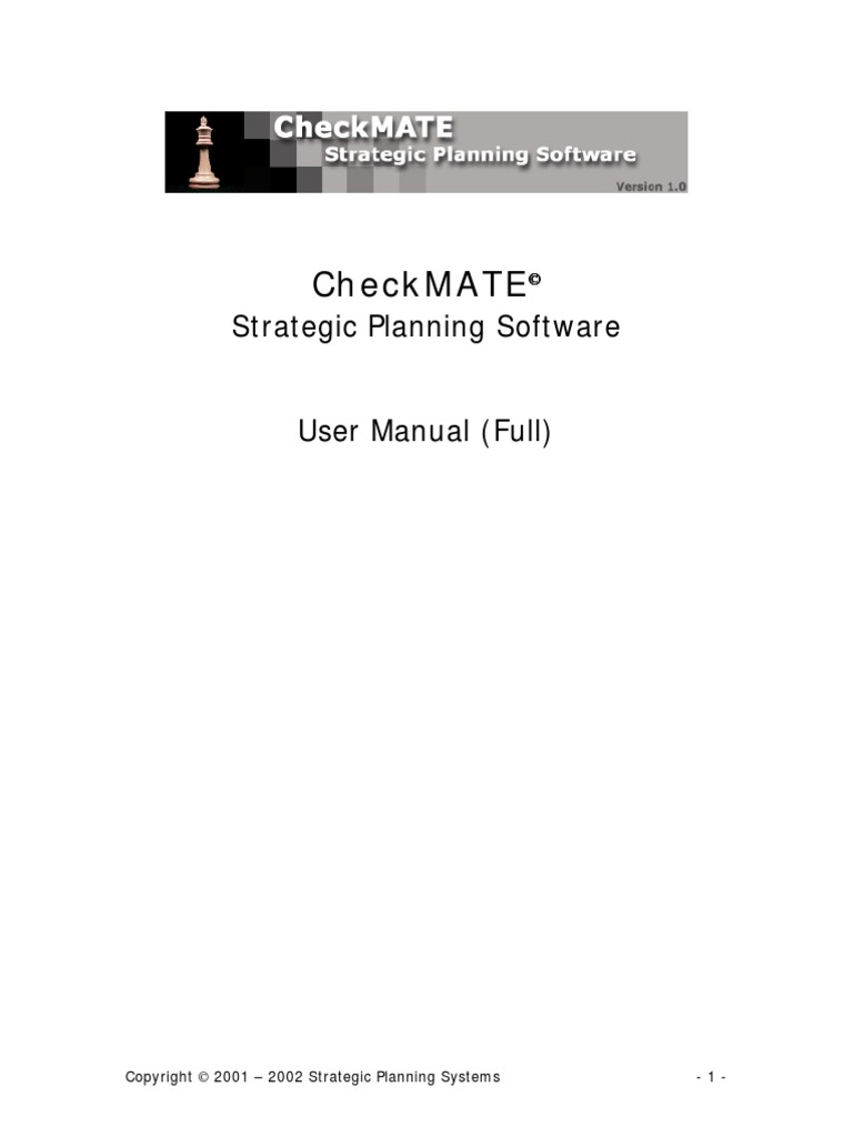 CHECKMATE User Manual | PDF | Strategic Management | Strategic Planning